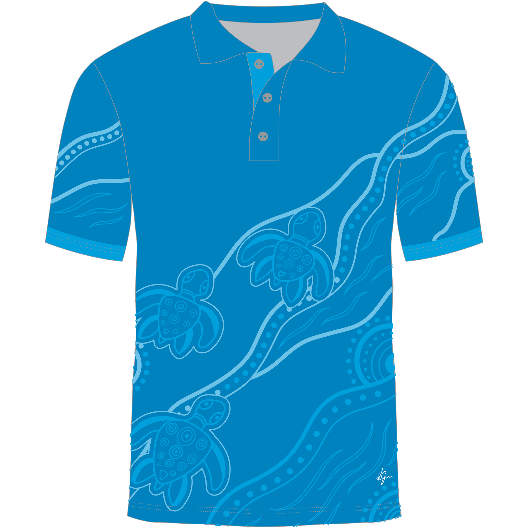 Custom Indigenous Designed Polo Shirt - River Turtle – Aceit