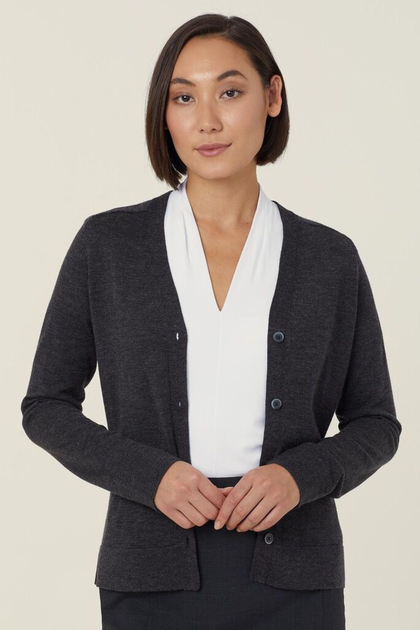 Ladies Australian Merino Wool V-Neck Cardigan - CAT518 – Aceit